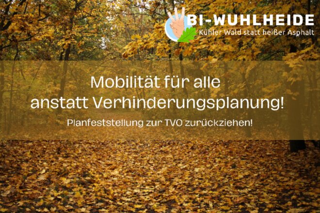 Antrag auf Planfeststellung zur TVO umgehend zurücknehmen - Online-Petition
